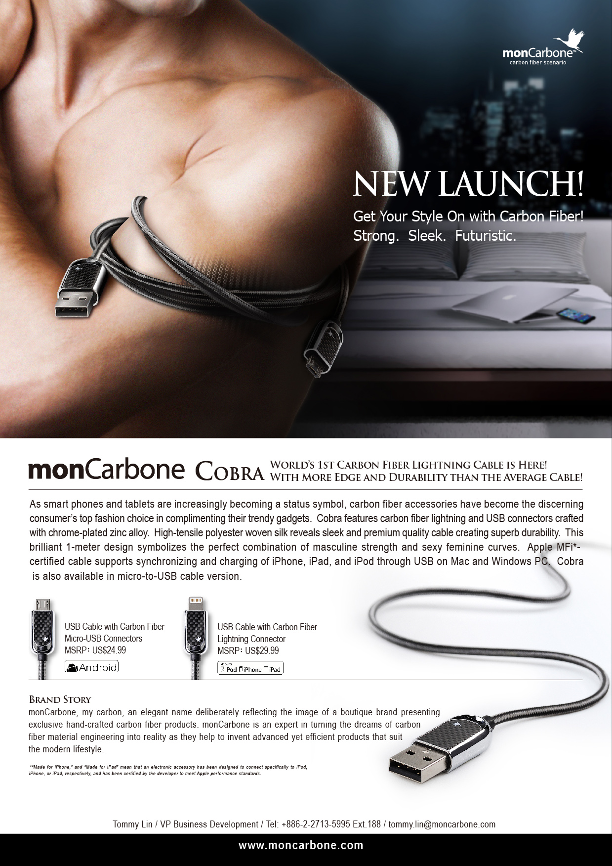 Get Your Style On! monCarbone Introduces World’s First Carbon Fiber Lightning Cable